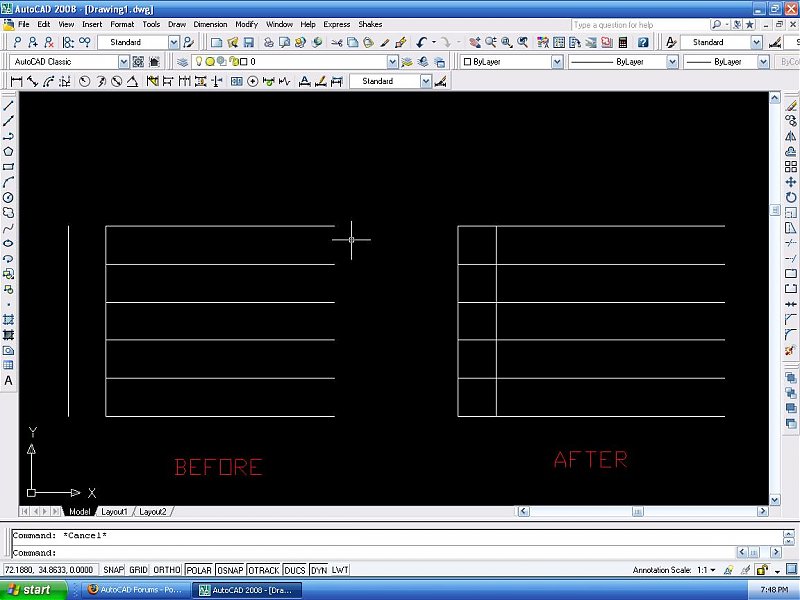 Extending Multiple Objects Autocad Beginners Area Autocad Forums