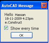 startup alert box - AutoLISP, Visual LISP & DCL - AutoCAD Forums