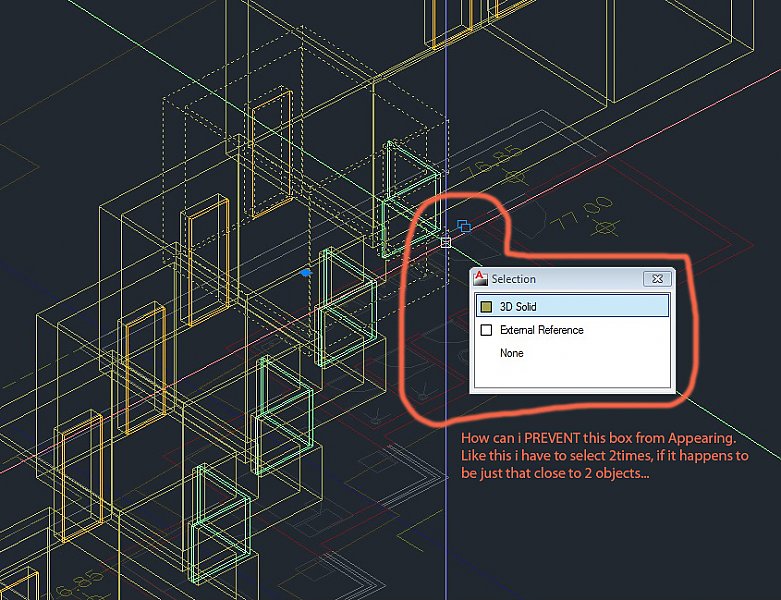 Selection Box To Toggle Between Objects Appears Unwanted Autocad 2d
