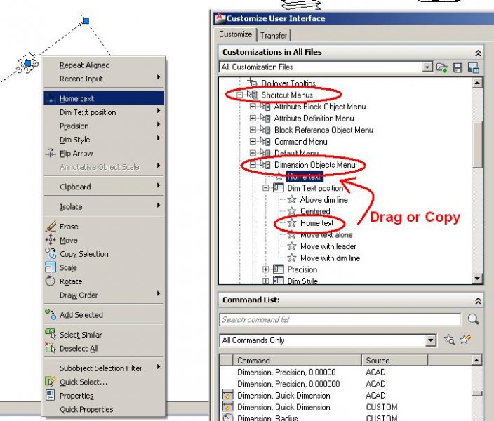 Centering dimension text at creation - AutoCAD 2D Drafting, Object ...