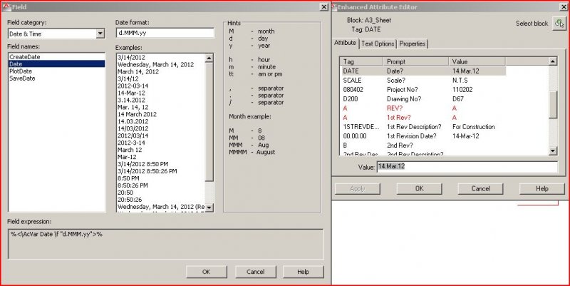 Fields In Attribute Autocad Drawing Management And Output Autocad Forums