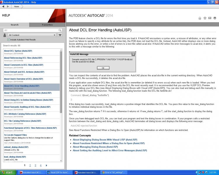 Error in "dcl_settings" - AutoLISP, Visual LISP & DCL - AutoCAD Forums