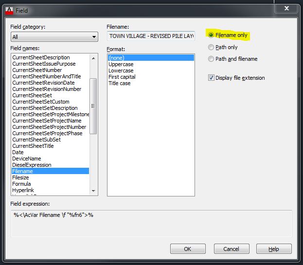 Title Block, Field Options - AutoCAD Drawing Management & Output - AutoCAD Forums