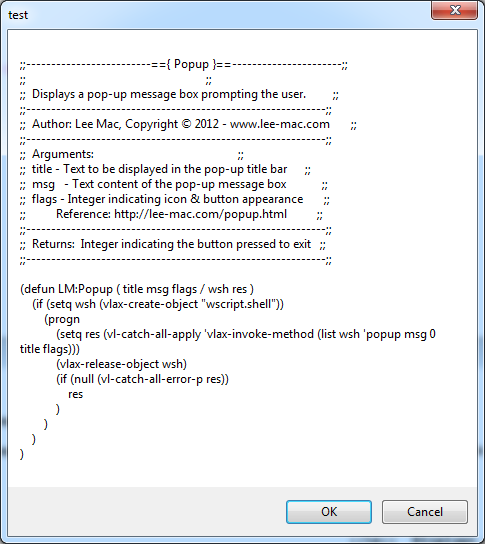 DCL function to replace alert function - AutoLISP, Visual LISP & DCL - AutoCAD Forums