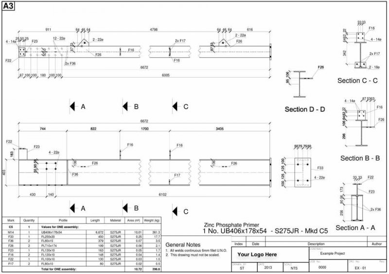 Stretching long steel members to print at A4? - AutoCAD 2D Drafting ...