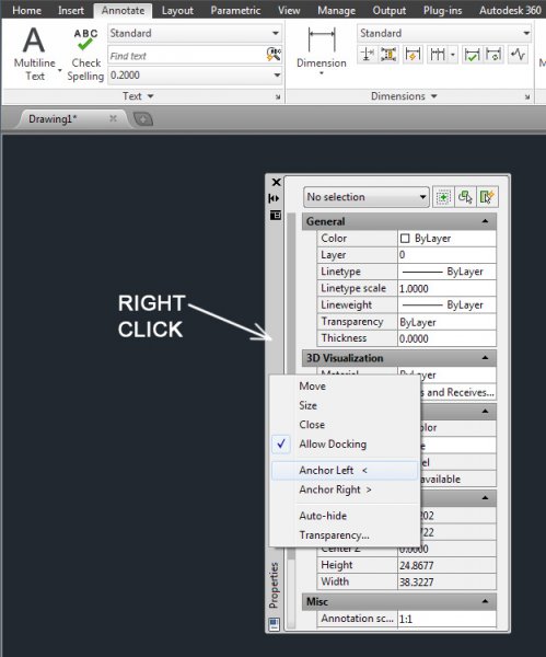 Properties Bar Docked on Left Side - AutoCAD Beginners' Area - AutoCAD Forums