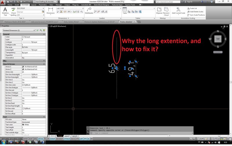 How To Fix The Dimension Line Extension AutoCAD 2D Drafting Object 