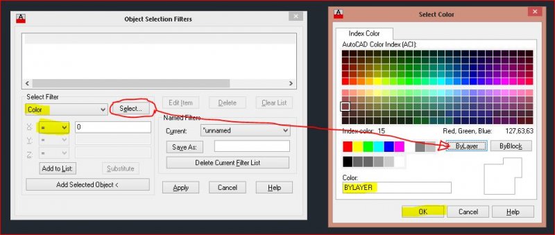 Selecting Objects By Color Doesn Work If The Object S Color Is By Layer Autocad 2d Drafting