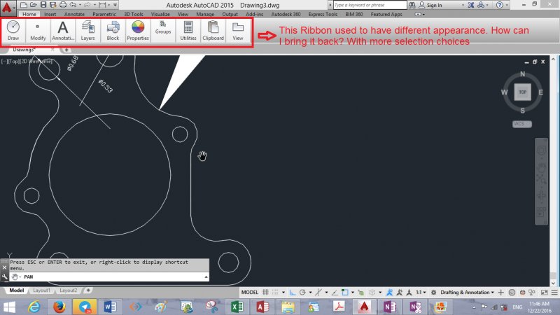How To Change Ribbon Appearance In Autocad 2015 AutoCAD Drawing Management Output AutoCAD 