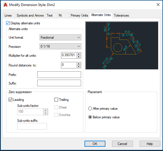 Setting Fraction Format in Alternate Units - AutoCAD 2D Drafting, Object Properties & Interface ...