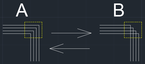 Rearrange parallel polylines when changing direction - AutoLISP, Visual LISP & DCL - AutoCAD Forums