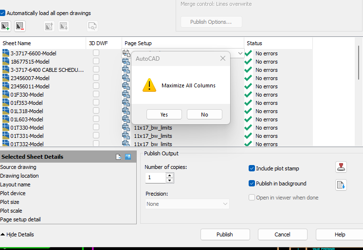 Maximize all Columns popup - AutoCAD Bugs, Error Messages & Quirks - AutoCAD Forums